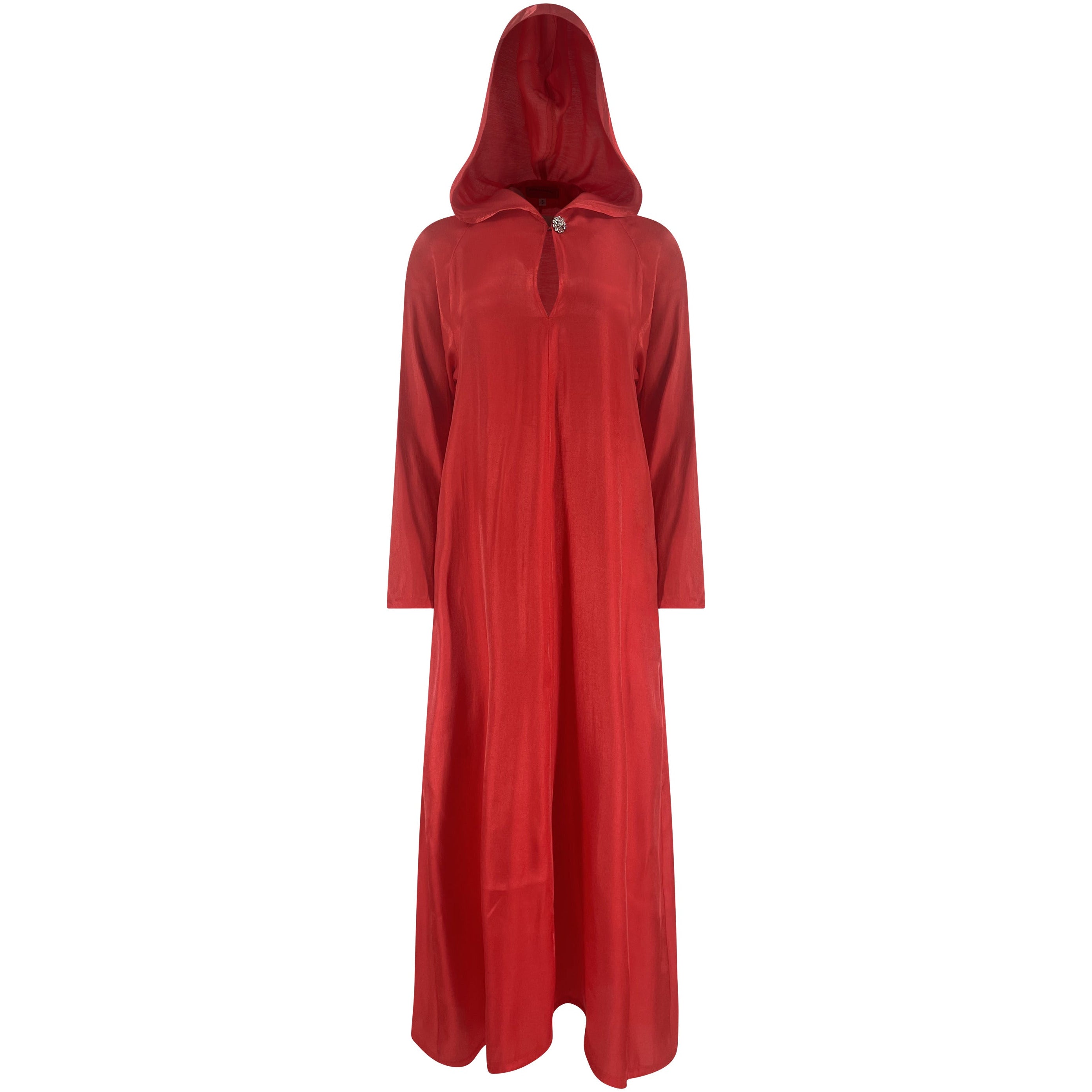 Red and gold shimmer hooded gown – Bettyvonchic